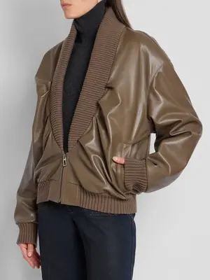 Victoria Beckham Leather Bomber Jacket