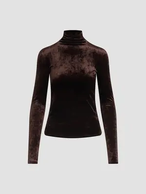 Joe's Jeans The Tony Turtleneck Velvet Long-sleeve Top