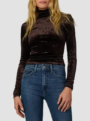 Joe's Jeans The Tony Turtleneck Velvet Long-sleeve Top