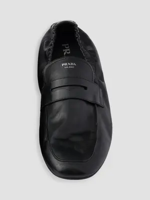 Prada Shuffle Antiqued Leather Loafers - Black