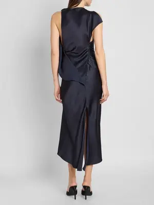 Victoria Beckham Kyra Satin Asymmetric Midi Dress