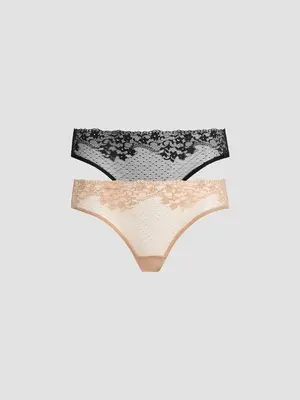 Commando 2-pack Lace-trim Thong Set - Multi