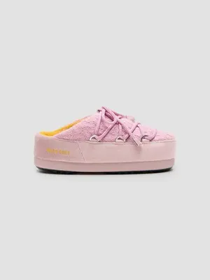Moon Boot Mb X Guest In Residence Evx Chalet Knit & Suede Mules Rose