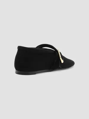 Schutz Vick Suede Ballerina Flats - Black