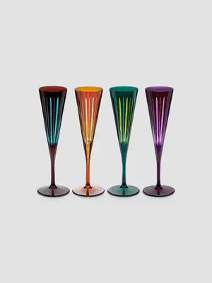 L'Objet Prism 4-piece Glass Champagne Flute Set - Multi