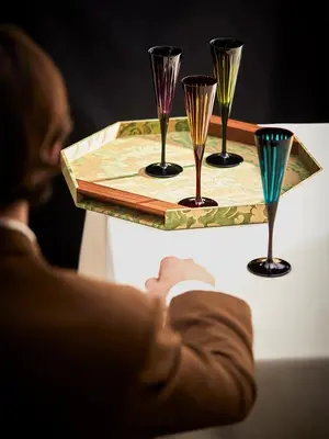L'Objet Prism 4-piece Glass Champagne Flute Set - Multi