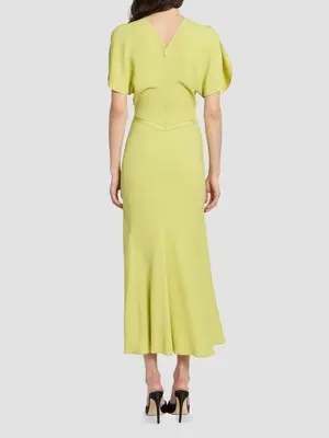Victoria Beckham Bela Crêpe Gathered Midi Dress