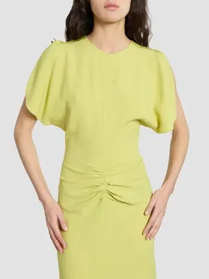 Victoria Beckham Bela Crêpe Gathered Midi Dress