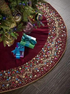 KIM SEYBERT Christmas Cheer Embellished Cotton Velvet Tree Skirt - Multi