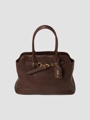 Miu Miu Aventure Nappa Leather Shoulder Bag - Dark Brown