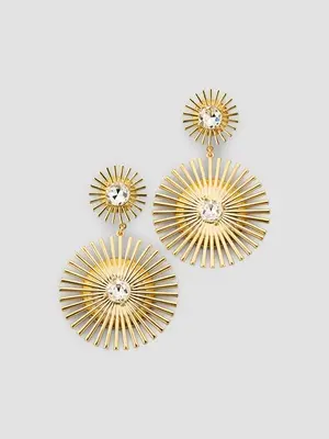 KENNETH JAY LANE Goldtone & Glass Crystal Sunburst Drop Earrings - Gold