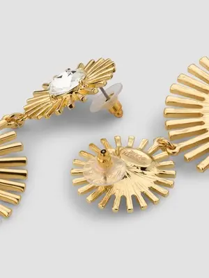 KENNETH JAY LANE Goldtone & Glass Crystal Sunburst Drop Earrings