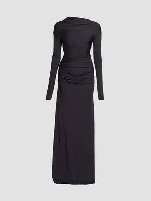 Victoria Beckham Draped Long-sleeve Column Gown