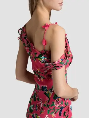 Saloni Seema Floral Asymmetric Ruffle Gown