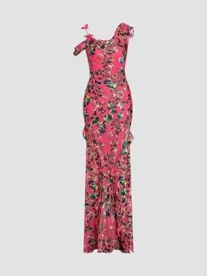 Saloni Seema Floral Asymmetric Ruffle Gown