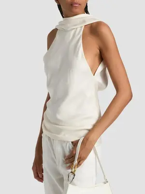 Simkhai Samira Satin Cape Top - Ivory