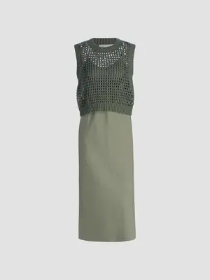DH New York Mixed-media Cotton Midi-dress - Willow