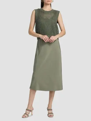 DH New York Mixed-media Cotton Midi-dress - Willow