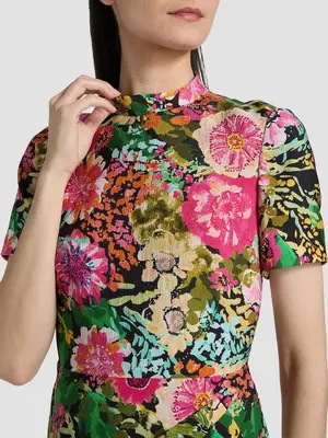 Saloni Floral Draped Minidress - Aster Fuchsia