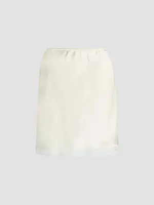 DH New York Candice Satin Lace-hem Miniskirt - Ivory Combo