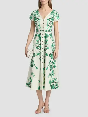 Saloni Zoey Floral Button-front Midi-dress - Saffier Vines