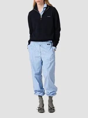 Miu Miu Cashmere And Leather Zipper Sweater - Blue