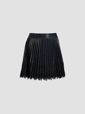 Cinq À Sept Laney Faux Leather Pleated Miniskirt - Navy
