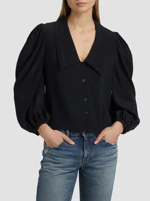 FRAME The Sailor Silk Long-sleeve Blouse