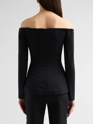 Lela Rose Off-the-shoulder Stretch Cotton Top