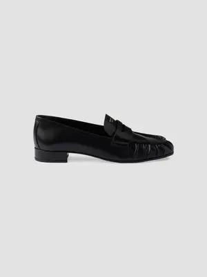Prada S Leather Loafers - Black