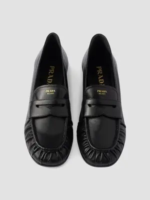 Prada S Leather Loafers - Black