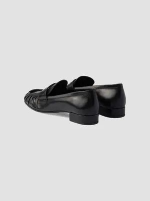 Prada S Leather Loafers - Black