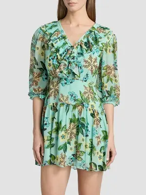 Saloni Susie Floral Ruffled Georgette Minidress