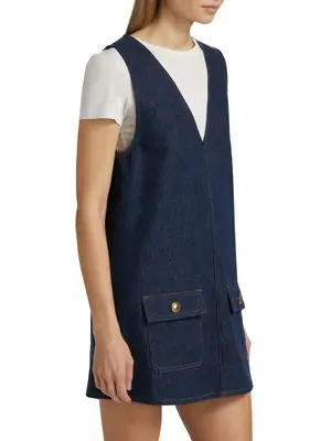 FRAME The Pinafore Denim Minidress