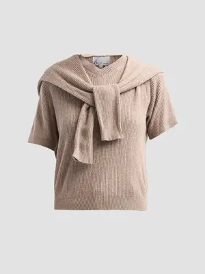 DH New York Jean Layered Knit Top - Sleet
