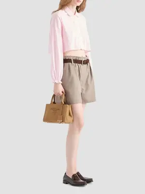 Prada Jardiniere Mini Cotton Canvas Top Handle Bag - Brown