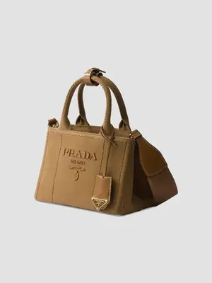 Prada Jardiniere Mini Cotton Canvas Top Handle Bag - Brown