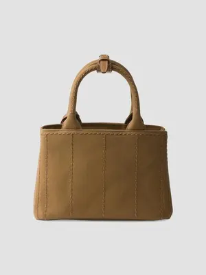 Prada Jardiniere Mini Cotton Canvas Top Handle Bag - Brown