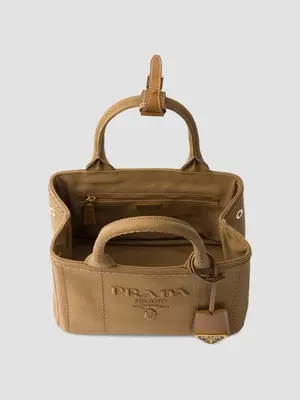 Prada Jardiniere Mini Cotton Canvas Top Handle Bag - Brown