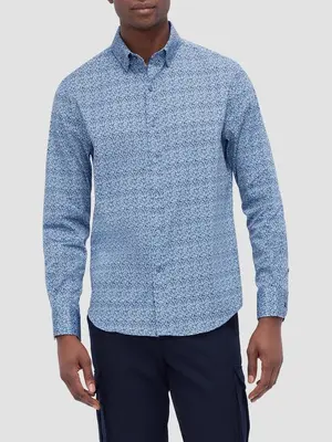Bugatchi Karl Printed Stretch Cotton Button-front Shirt