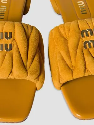 Miu Miu Matelassé Suede Slides