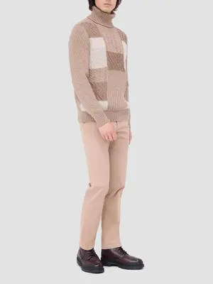 Bugatchi Wool-cotton Patchwork Turtleneck Sweater
