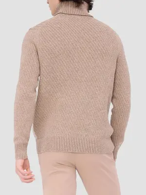 Bugatchi Wool-cotton Patchwork Turtleneck Sweater