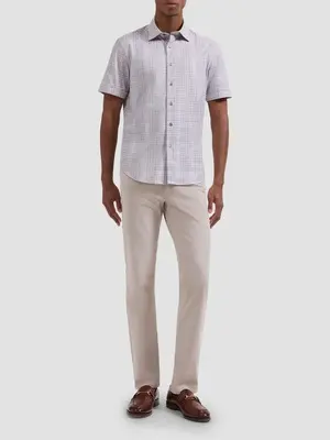 Bugatchi Miles Ooohcotton Short-sleeve Shirt - Limestone