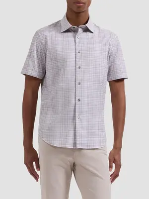 Bugatchi Miles Ooohcotton Short-sleeve Shirt - Limestone