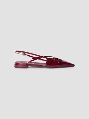Miu Miu Patent Leather Slingback Ballerinas With Buckles - Red