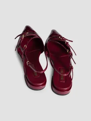 Miu Miu Patent Leather Slingback Ballerinas With Buckles