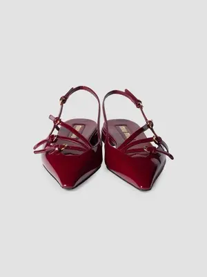 Miu Miu Patent Leather Slingback Ballerinas With Buckles