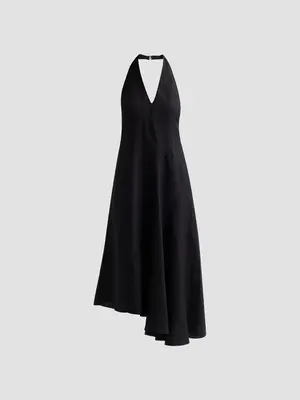 A.L.C. Celina Linen-blend Halter Midi-dress - Black