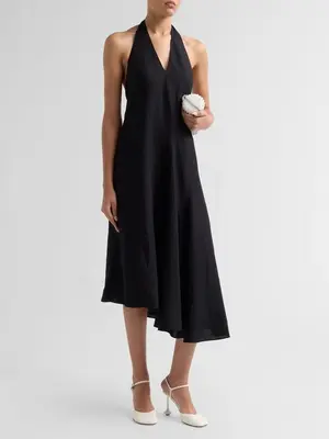 A.L.C. Celina Linen-blend Halter Midi-dress